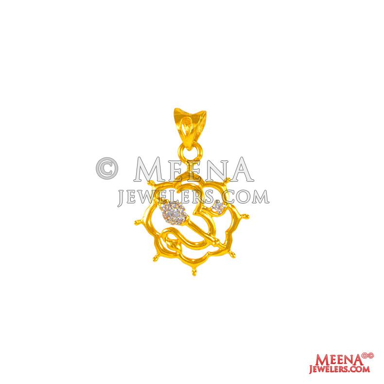 OM Pendant 22 Kt Gold - PeOm25002 - OM symbol design unisex pendant ...
