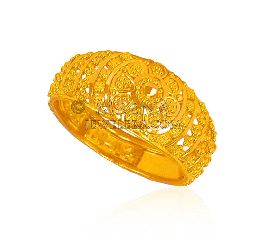 22Kt Gold Adjustable Floral Ring - Rilg23558 - 22 Karat Gold ring is ...