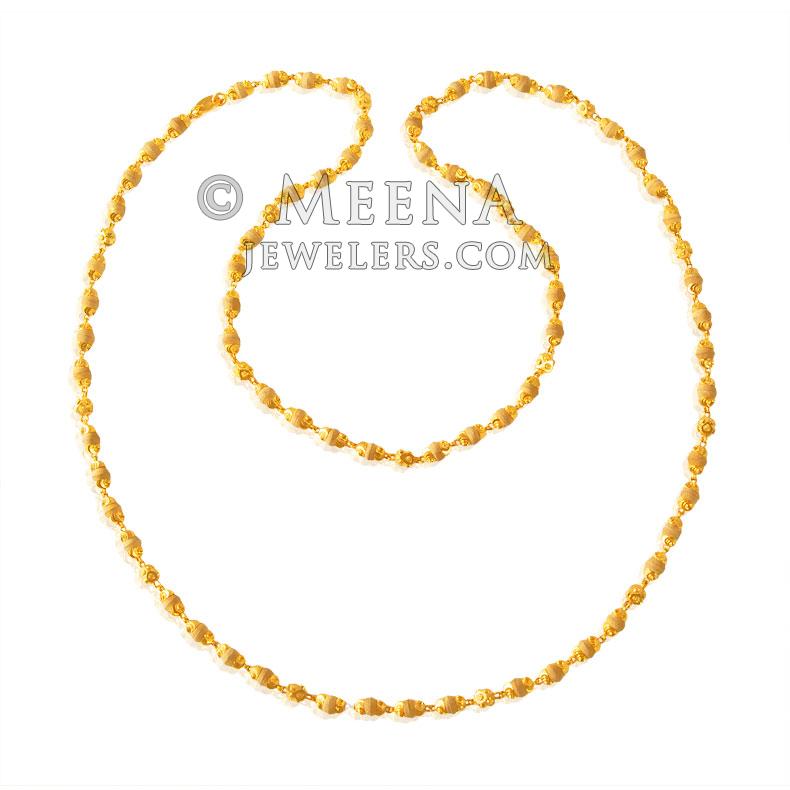 22Kt Gold White Tulsi Mala - ChLo23601 - 22K Gold Tulsi mala is beaded ...