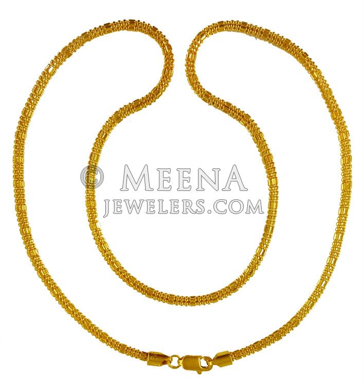 22K Gold Chain - ChPl22562 - 22Kt Gold Chain is designed in round style ...