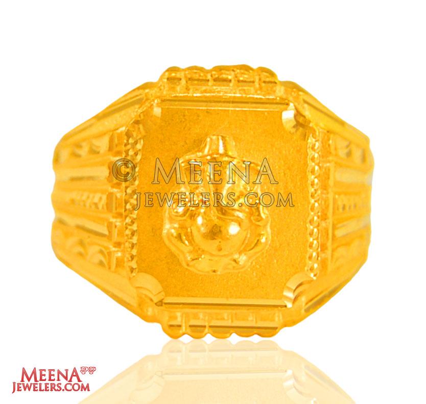 22 Kt solid Gold Ganesha Mens Ring - RiMs24750 - 22 Kt solid Gold ...