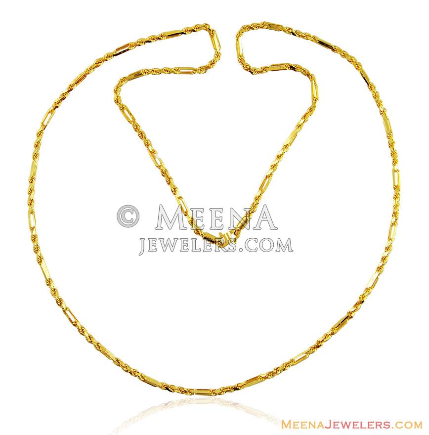 22K Gold Rope Chain - ChPl15323 - 22K Gold Cartier Rope Chain in shine ...