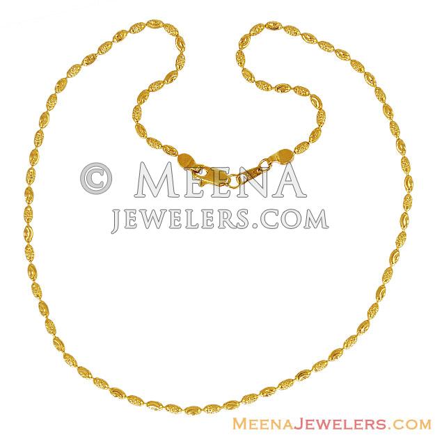 22k Fancy Rice Chain (16 Inch) - ChFc11895 - 22Kt yellow Gold fancy ...