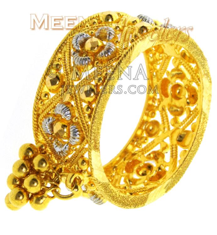 22 Kt Gold Ladies Ring - RiLg1457 - 2 Tone 22KT Gold Ladies ring with ...