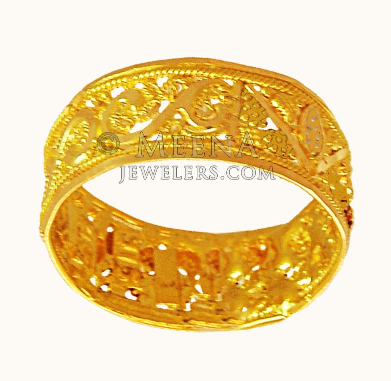 22k Gold Tricolor Filigree Band - RiLg17210 - 22K Gold band for ladies ...