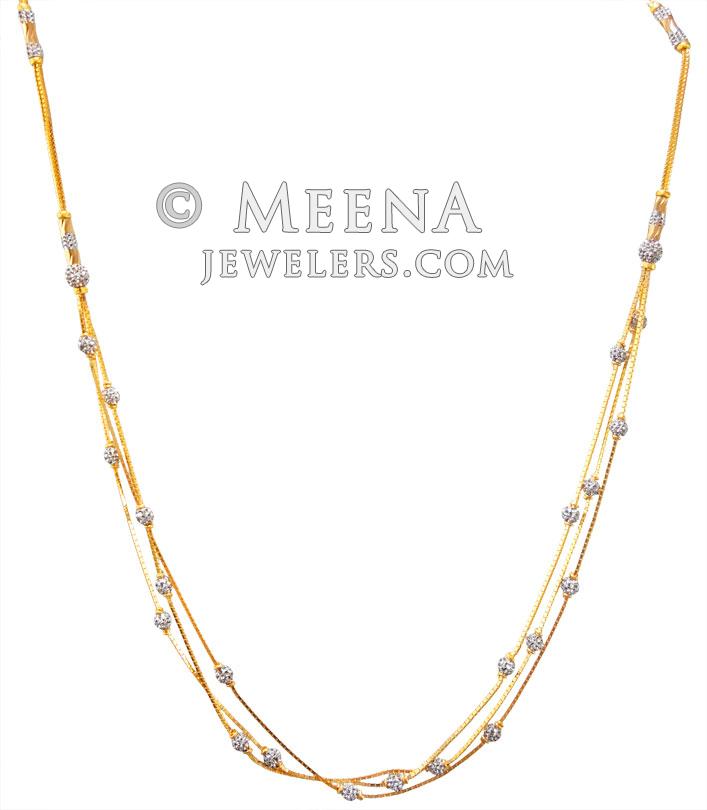 22KT Gold Three Layered Chain - chfc22760 - 22KT Gold Three Layered ...