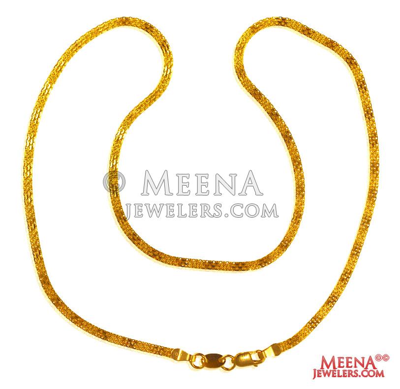 22Kt Gold plain Chain (16 In) - chpl25356 - 22 Karat Gold plain chain ...