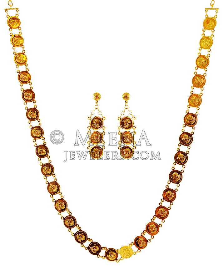 22Kt Gold Ginni Set - stls20679 - 22K Gold Ginni Necklace and Earring ...