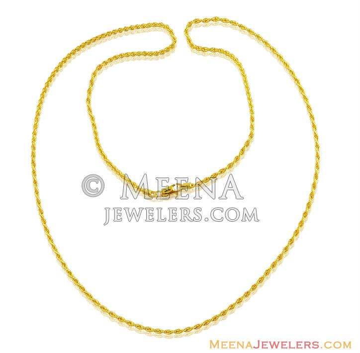 22k Fancy Hollow Rope Chain (24 in) - ChPl14591 - 22k Gold Fancy Chain ...