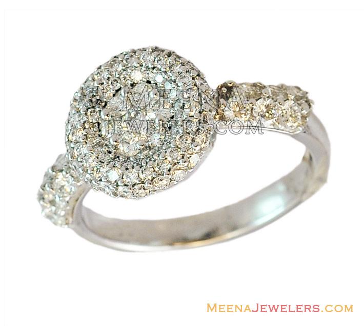 18K Fancy Round Shaped Diamond Ring - DiCo12997 - US$ 4,207 - 18K White ...