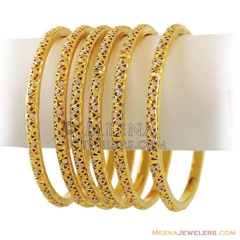 22k Two Tone Bangles (6 pcs) - bast11711 - 22k gold bangles(6 Pcs) with ...