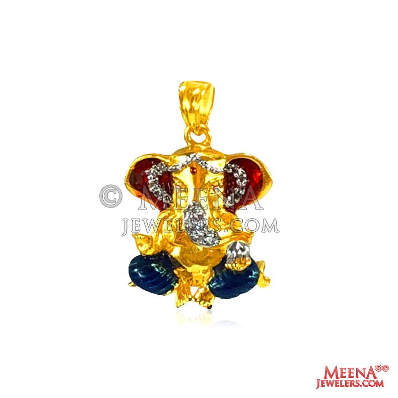 22 Kt Gold Lord Ganesh Pendant - PeGa25015 - US$ 947 - 22 Kt Gold ...