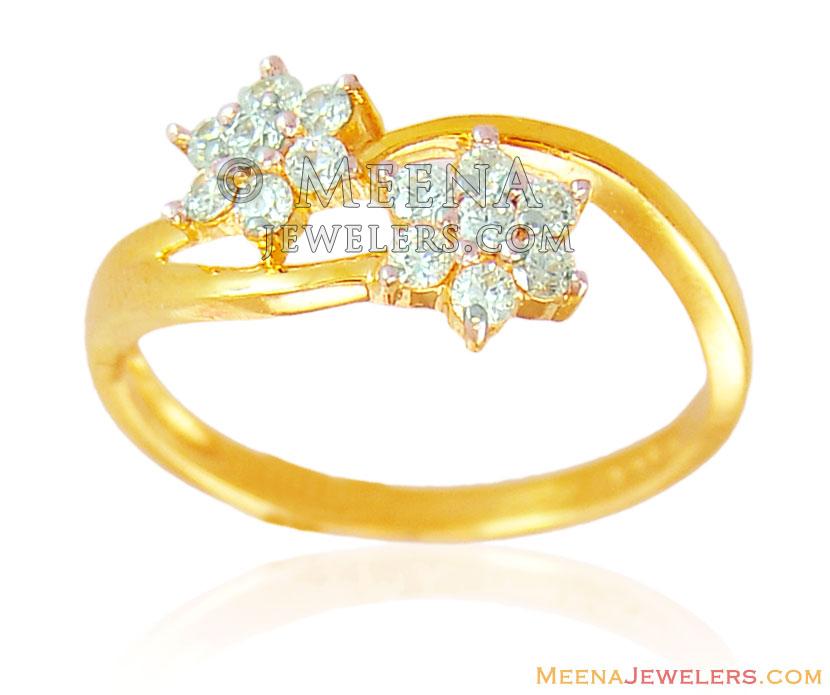 Fancy Gold Signity Floral Ring - RiLs16024 - 22K Gold Fancy Ring ...