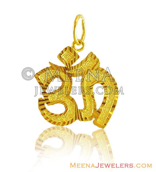 22K Yellow Gold Om Pendant - PeOm14601 - 22k yellow gold pendant with ...
