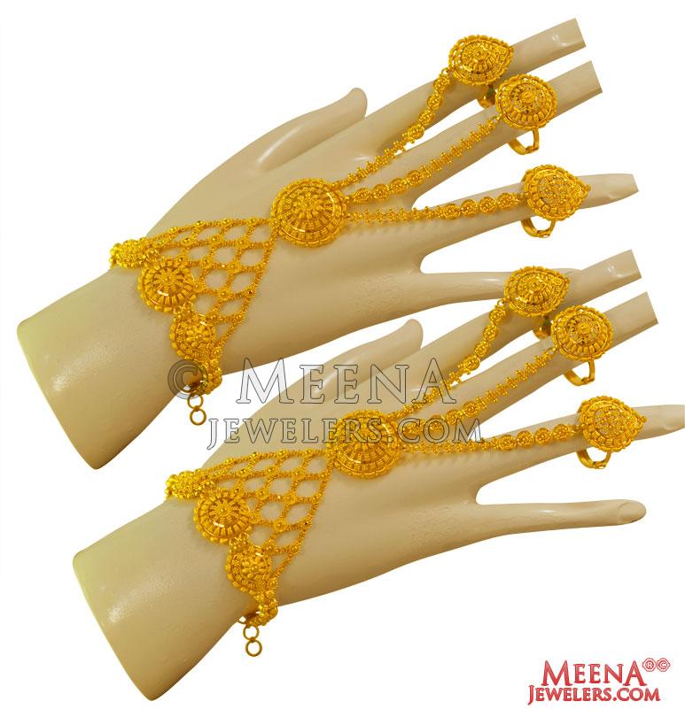 22Kt Gold Panja for Ladies (2 PC) - BrLa27442 - US$ 8,461 - 22Kt Gold ...