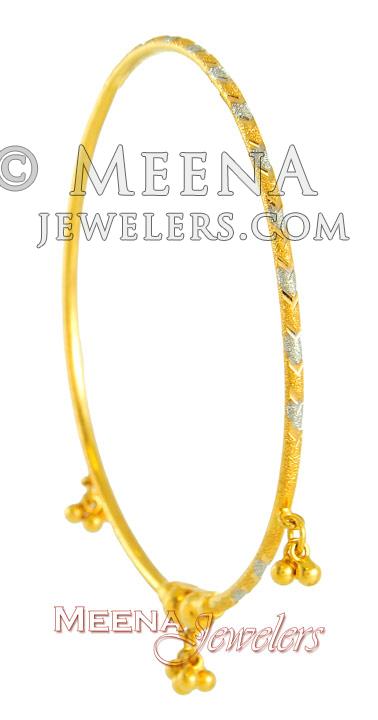 Gold Two tone Bangle - Ba2t3293 - 22Kt Gold Ladies 2 Tone Bangle With ...
