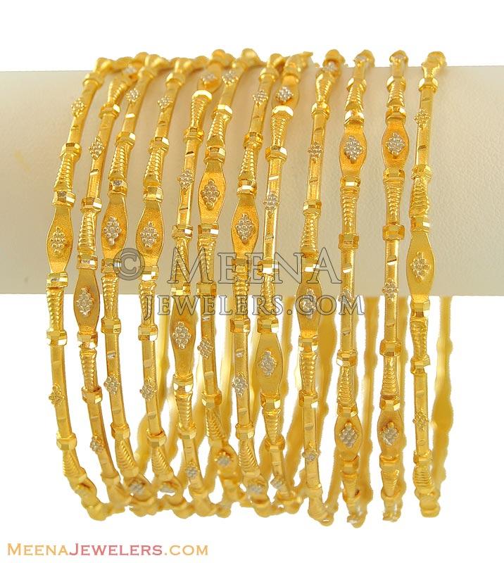 Indian Gold Bangles (set of 12) - BaSt8756 - 22k gold bangles set (set ... Indian Gold Bangles (set of 12) - BaSt8756 - 22k gold bangles set (set ...