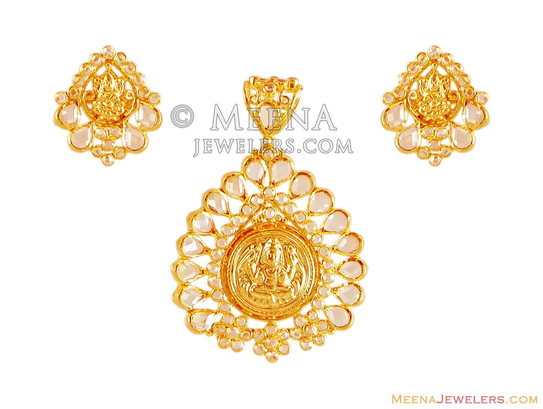 Temple Pendant Set 22k - PsFc16180 - 22K Gold Fancy Pendant and ...