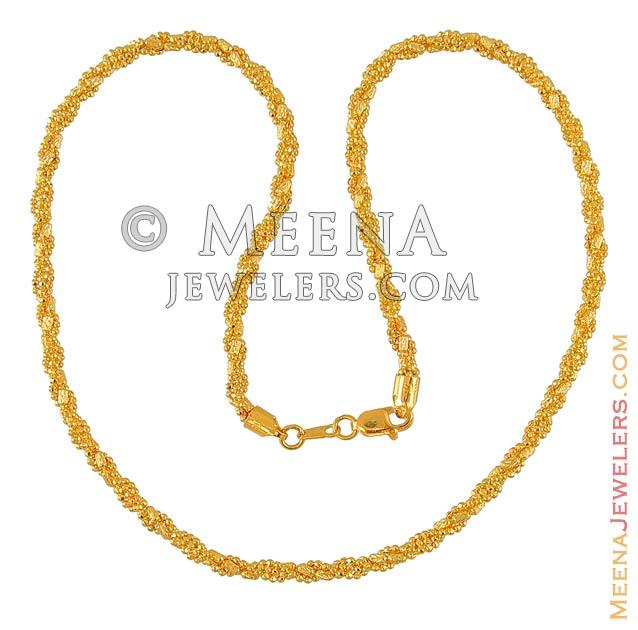 22Kt Gold Fancy Chain - ChFc6840 - 22k Gold fancy twisted chain with ...