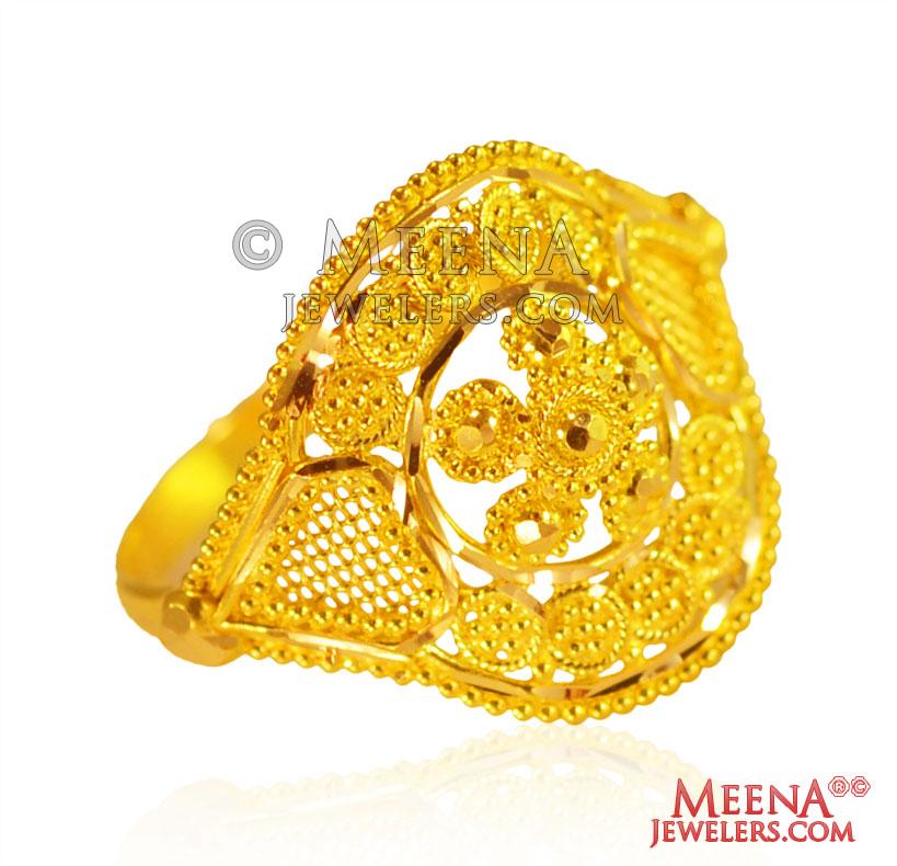 22kt Fancy Gold Ring - RiLg27560 - US$ 617 - 22kt Gold Fancy Ladies ...