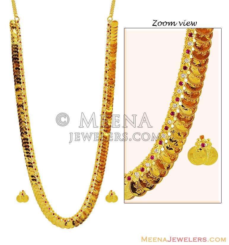 22K Laxmi Devi Kasu Mala (Set) - StGo16046 - 22k Gold Kasu Mala Set ...