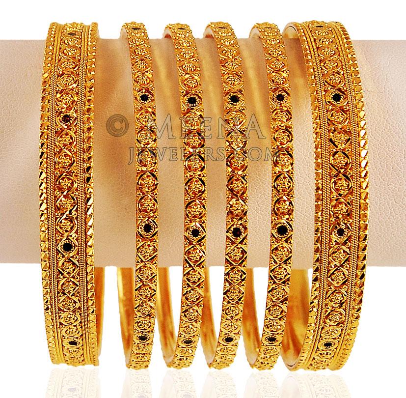 22Kt Gold Meenakari Bangels (6pcs) - BaSt20712 - 22K Gold Bangle Set ...