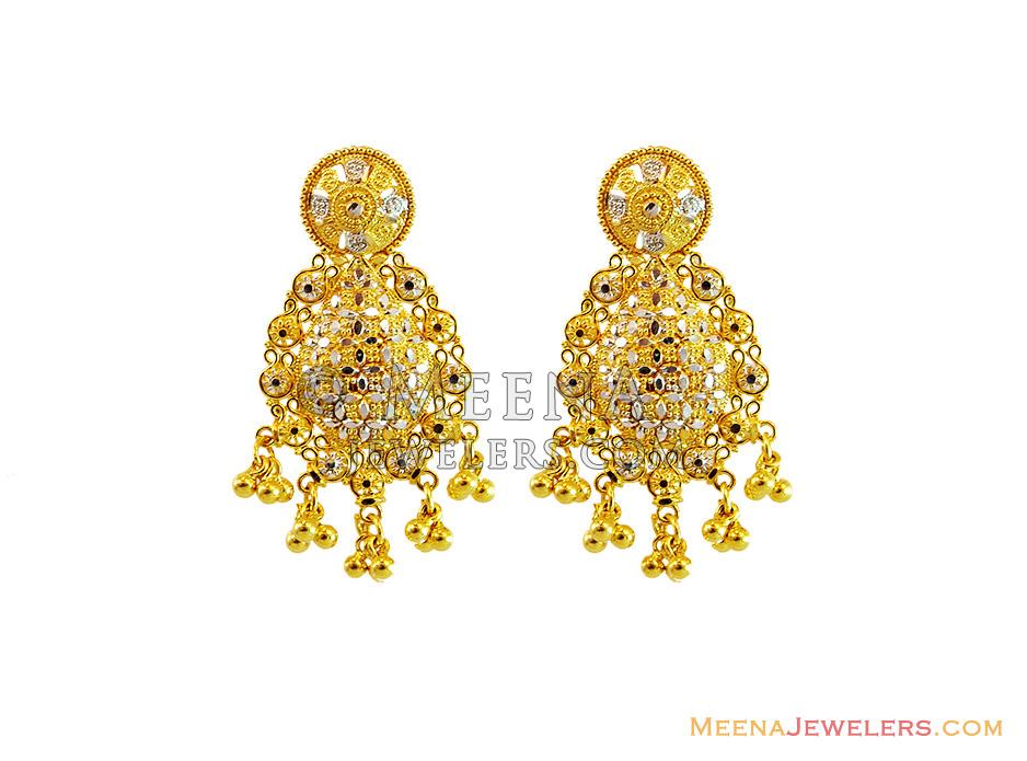 Indian Filigree Earrings (22Karat) - ErFc13458 - 22k yellow gold indian ...