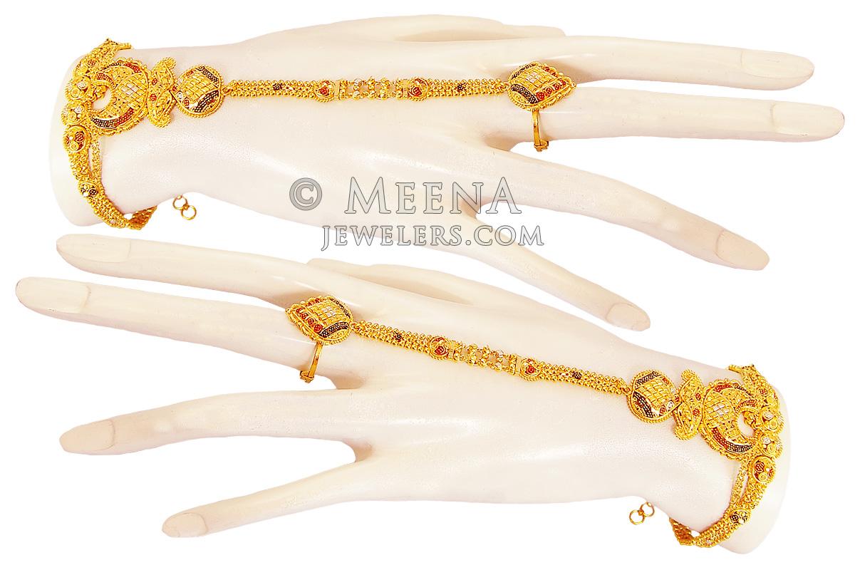 22K Gold Beauitufl Panja (2PCs) - BrLa18896 - 22K Gold Designer Three ...