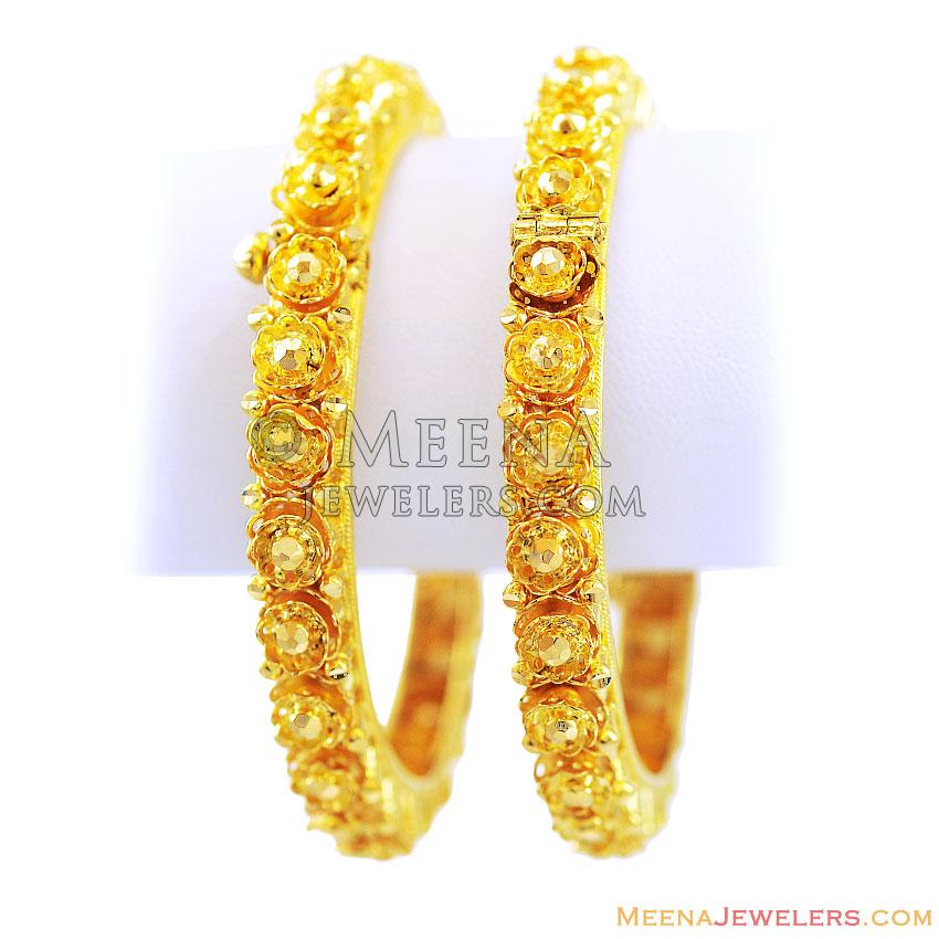 22K Gold Fancy Kada - BaKa12116 - 22K Gold fancy Kada/Bangle design ...