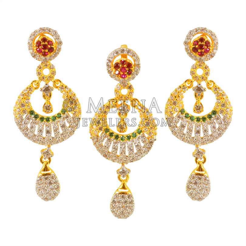 22kt Gold Designer Pendant Set - PsPS23067 - 22kt Gold Designer Pendant ...