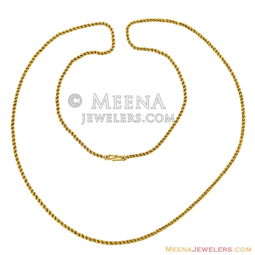 22K Mens Solid Rope Long Chain - ChMs11819 - 22k gold long solid heavy ...