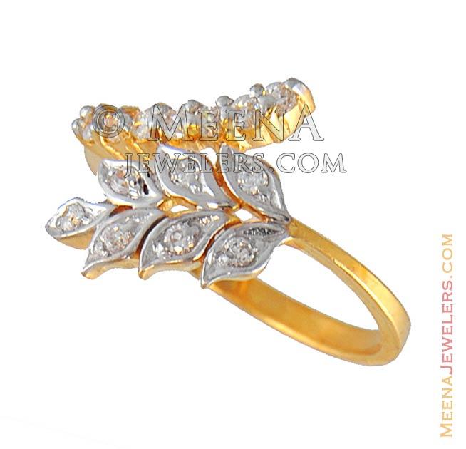 Signity Ring With Two Tone - RiLg4960 - 22kt Gold signity ring plated ...