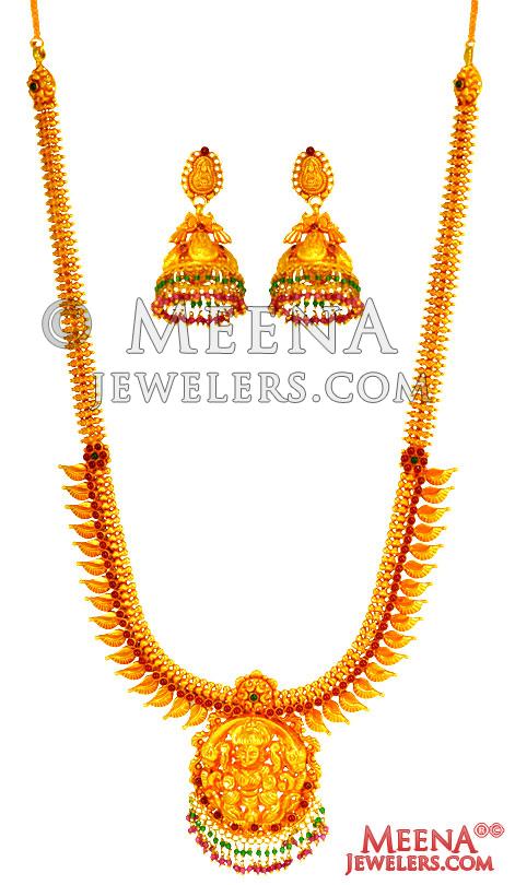 22 Kt Temple Necklace Set - StAn25289 - US$ 9,860 - 22Kt Gold Necklace ...
