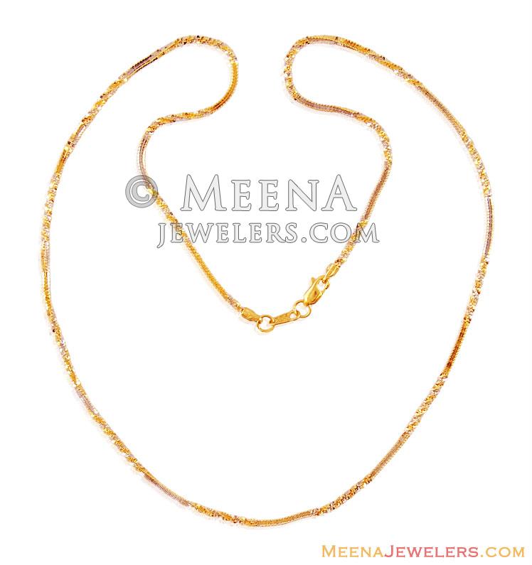 22k Gold 2 Tone Designer Chain - ChFc17078 - 22k gold chain designed in ...