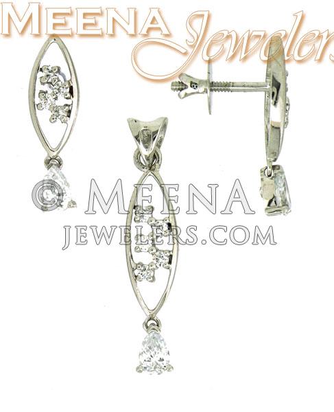 18Kt White Gold Pendant Set With Signity Stone - PsWg1910 - 18Kt White ...