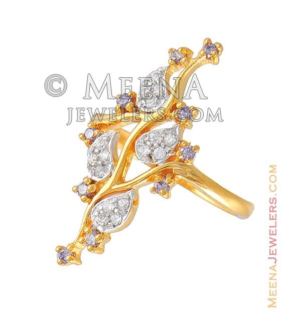 Ladies Ring With Stare Signity - RiLs4946 - 22kt Gold ladies ring with ...