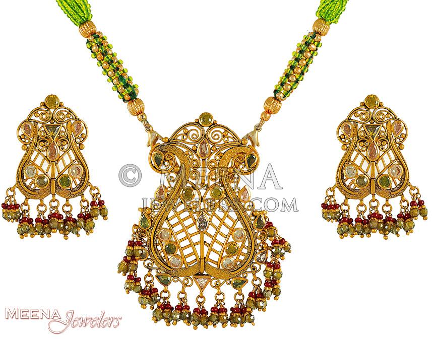 22K Designer Pendant Set - PsFc3623 - 22K gold designer pendant set ...