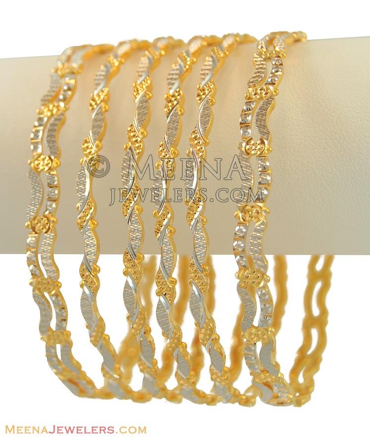 22K Laser Bangles Set(6 Pcs) - Ba2t11300 - 22k designer gold bangles ...