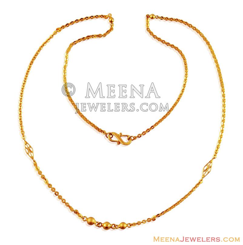 22K Gold Fancy Chain - ChFc17067 - 22K Gold Fancy chain for ladies ...