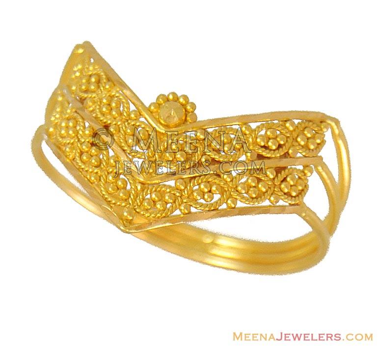 Indian Gold Ring (22 Karat) - RiLg9697 - 22 Karat Indian Gold Ring with ...