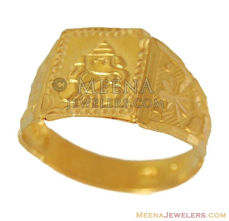 22K Mens Ring (Ganesha) - RiMs9747 - 22k yellow gold ganesha mens ring ...