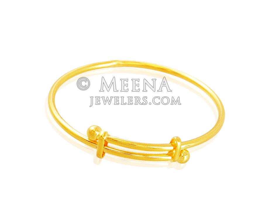 Adjustable Gold Baby Kada (1Pc) - BjBa17165 - 22K Gold Solid pipe kada ...