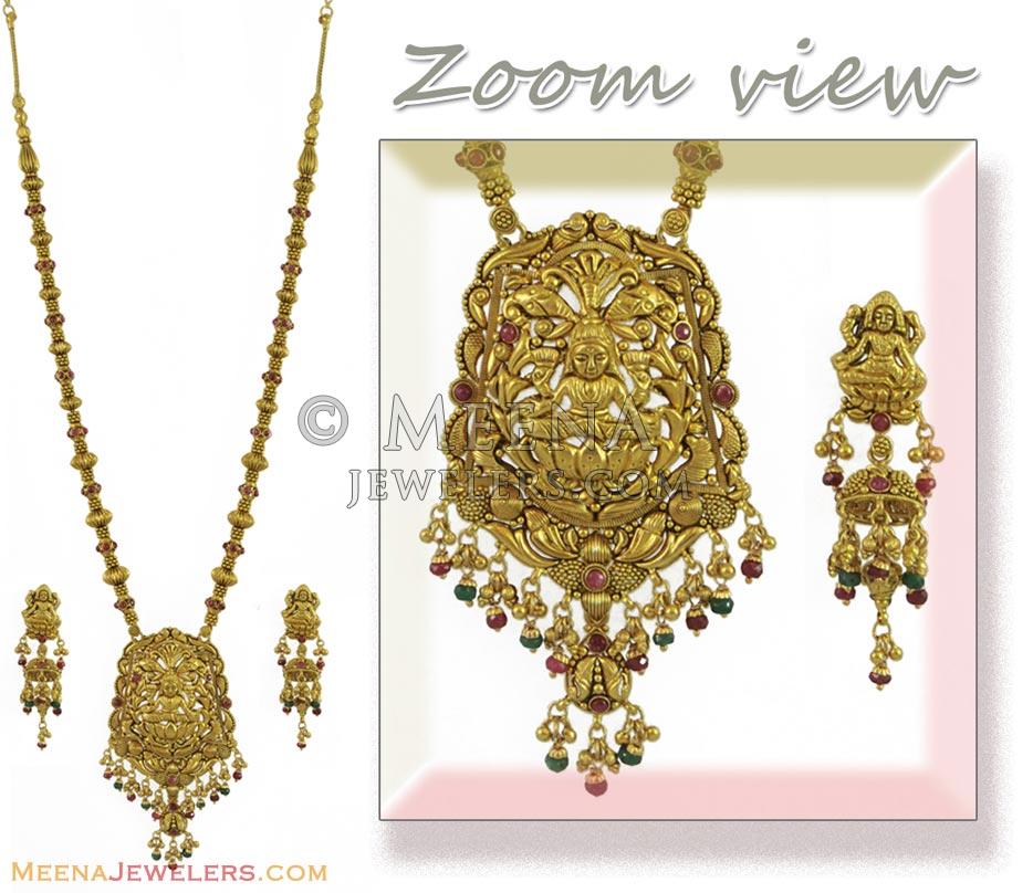 22k Designer Long Temple Jewelry - StBr11368 - 22k gold indian designer ...