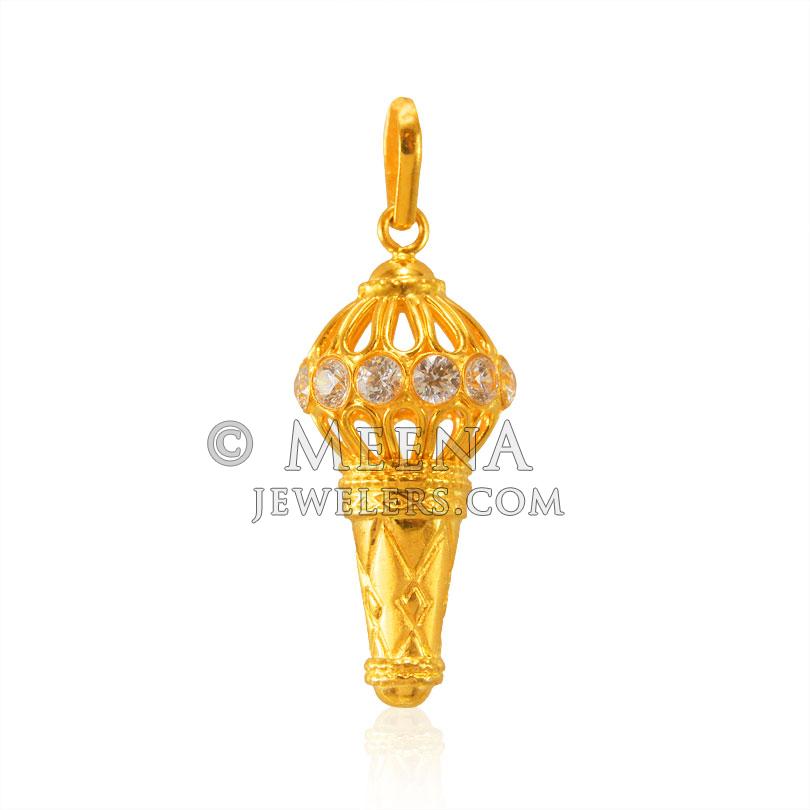 22Kt Gold Hanuman Gada Pendant - PeSw23085 - US$ 2,206 - 22Kt Gold ...