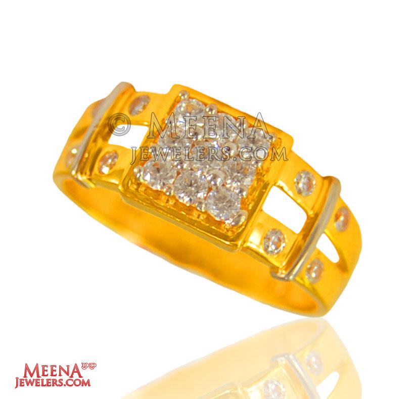 Gold Mens Ring 22 kt - RiMs24758 - 22 Kt Gold Men's Ring studded with ...