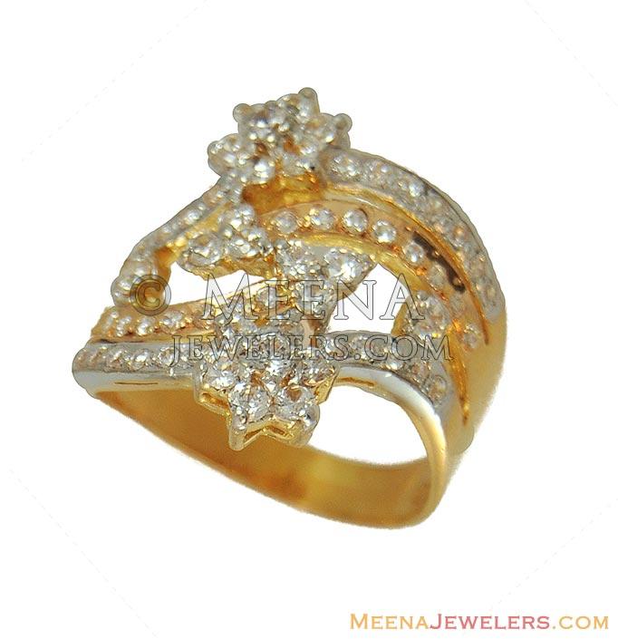 22K Designer Signity Ring - RiLs9173 - Gold Designer Ring with Star ...