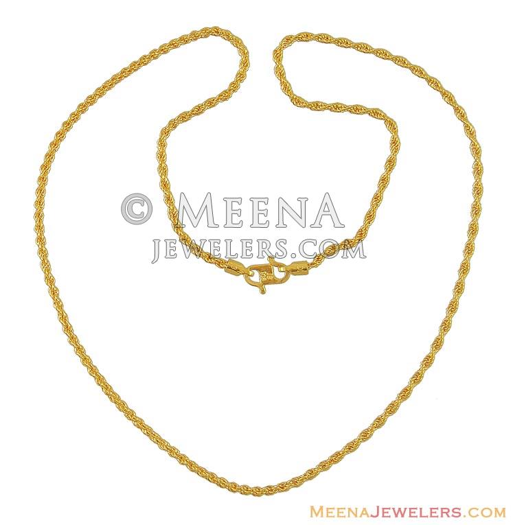 22Kt Light Rope Chain (16 Inch) - ChPl9120 - 22k gold rope chain ...
