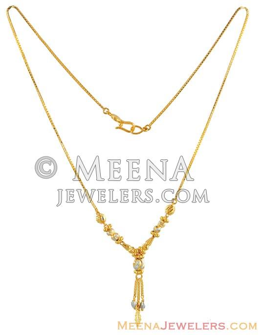 Fancy two tone chain - ChFc6135 - 22k gold two tone fancy chain with ...