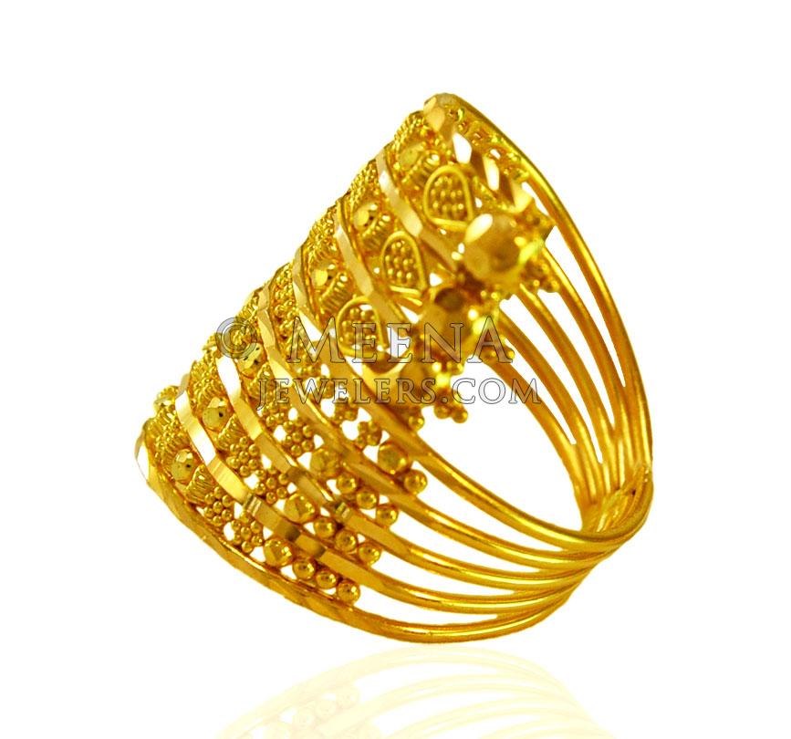 22K Gold Traditional Ring - Rilg22829 - 22K Gold wide design ring is ...