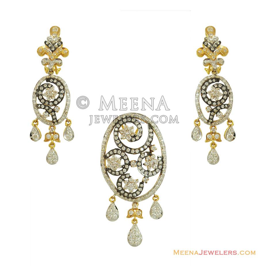 22K Gold 2 Tone Pendant Set - PsFc11487 - 22Kt Gold 2 Tone Exclusive ...
